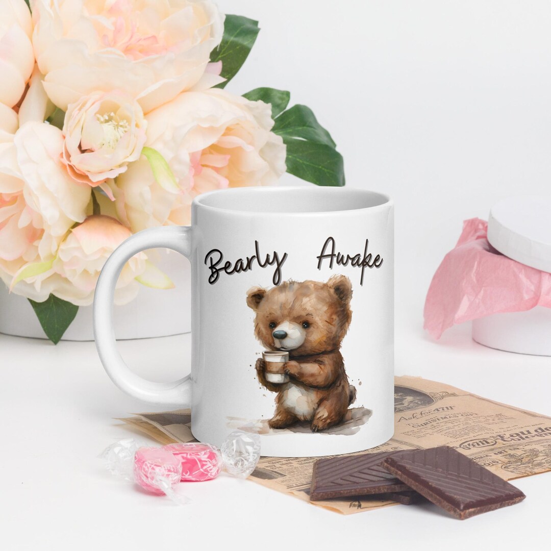 Bearly Awake Tired Bear With Coffee Graphic Sublimation Printed 20oz ...
