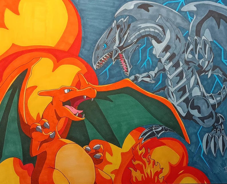 Charizard Vs Blue Eyes White Dragon - Etsy