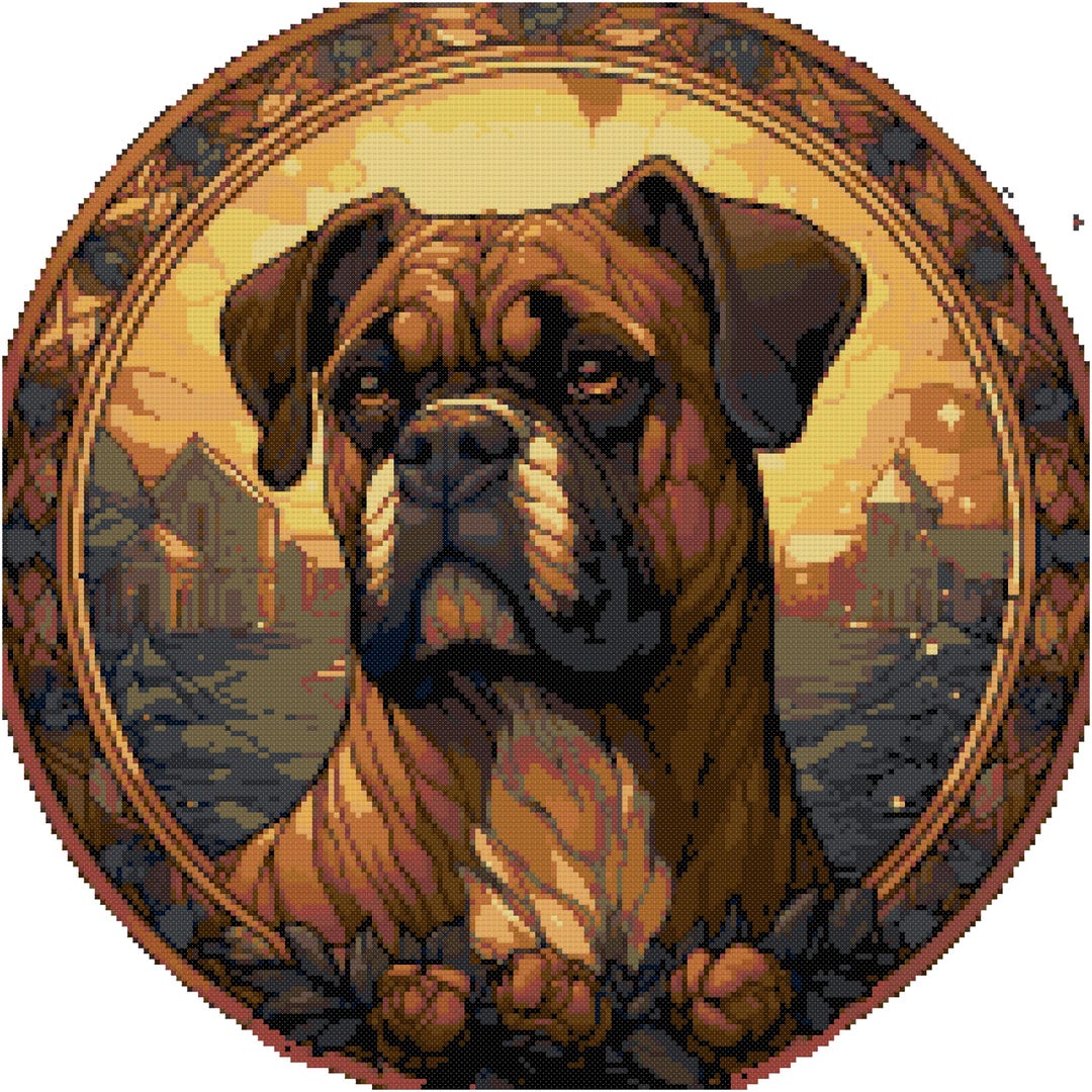 Stained Glass Boxer Cross Stitch Pattern - Etsy