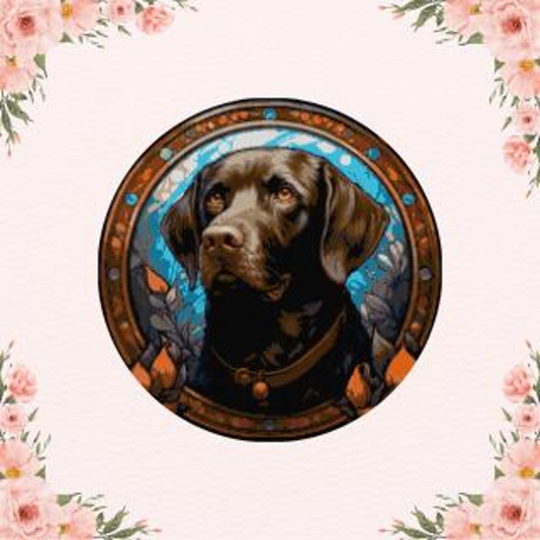 Chocolate Lab Stained Glass PDF Cross Stitch Pattern Keeper - Etsy