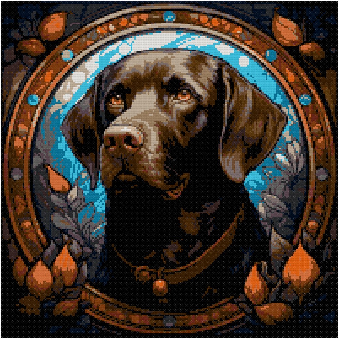 Chocolate Lab Stained Glass Cross Stitch Pattern - Etsy