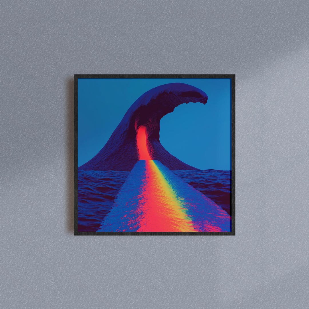 Path of the Rainbow Wave: Psychedelic Surreal Wall Art, Trippy Retro ...