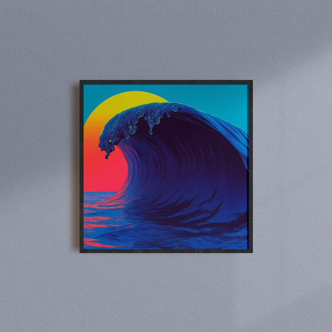 Retro Sunset Wave: Psychedelic Ocean, Surreal Trippy Wall Decor, Trendy ...