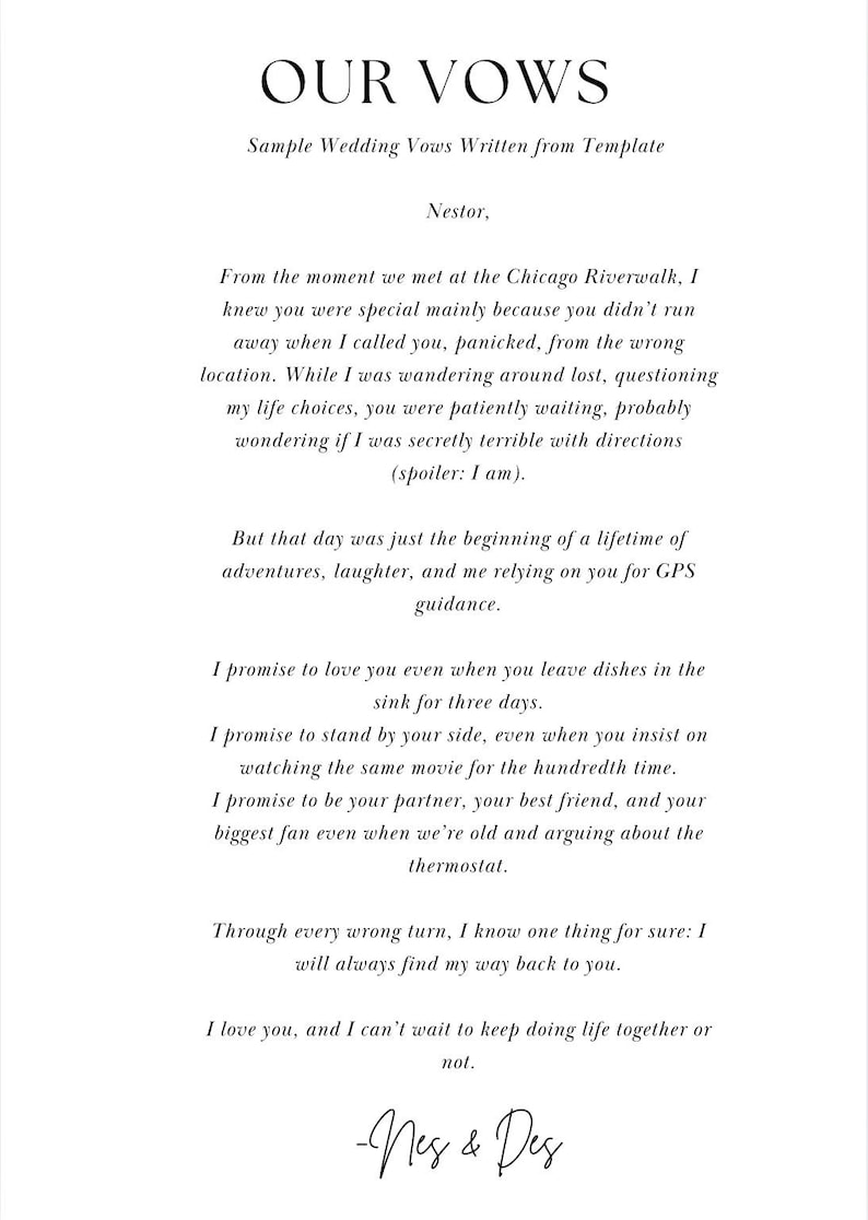 Personalized Wedding Vow Template: A Heartfelt Guide - Etsy