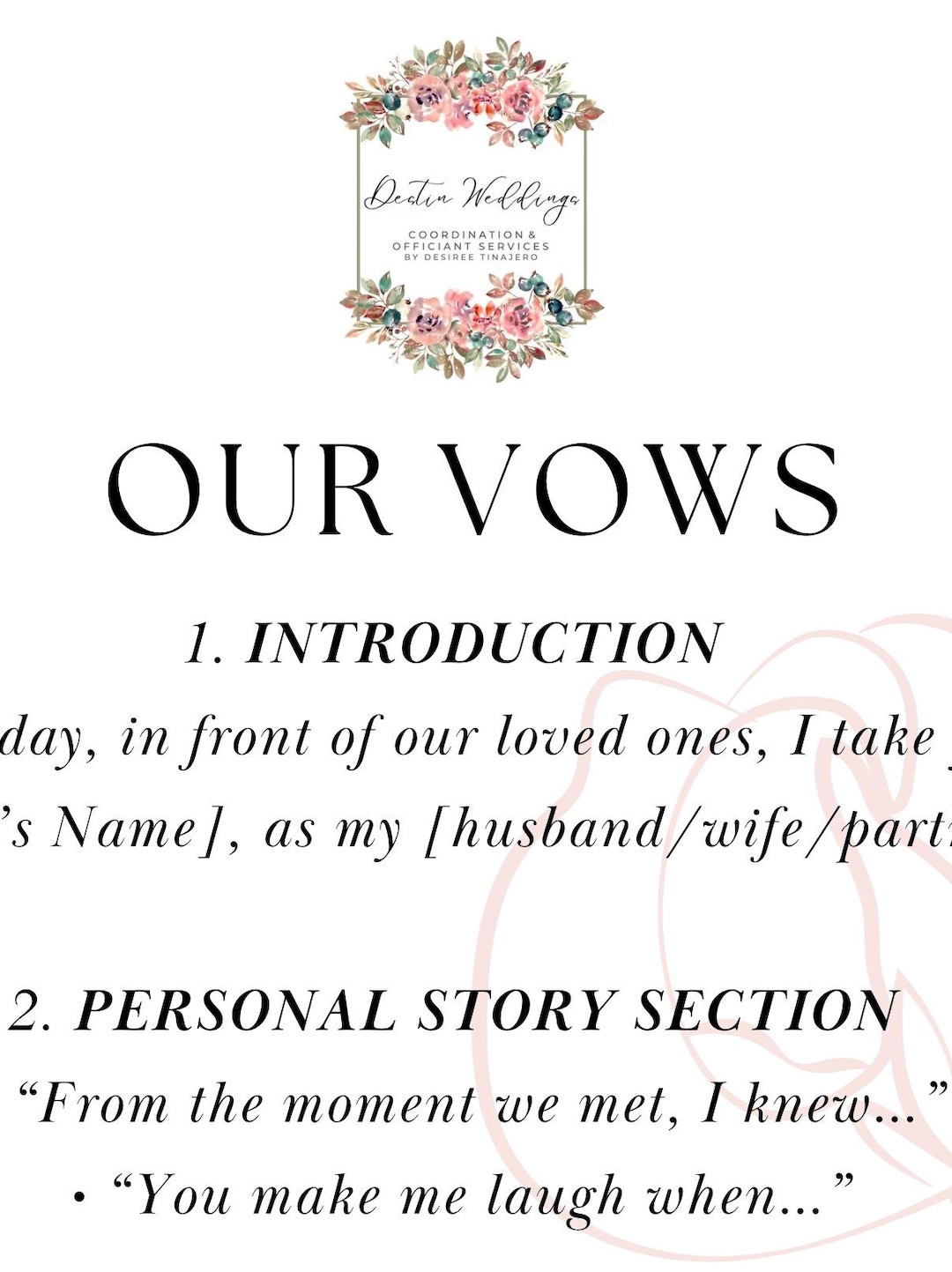 Personalized Wedding Vow Template: A Heartfelt Guide - Etsy