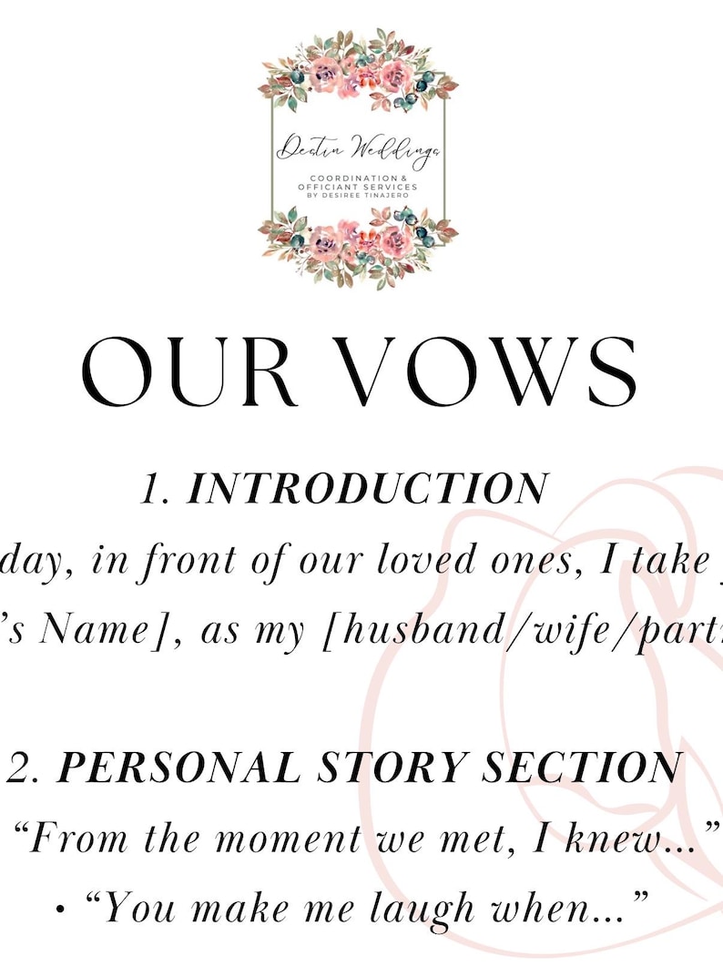 Personalized Wedding Vow Template: A Heartfelt Guide - Etsy