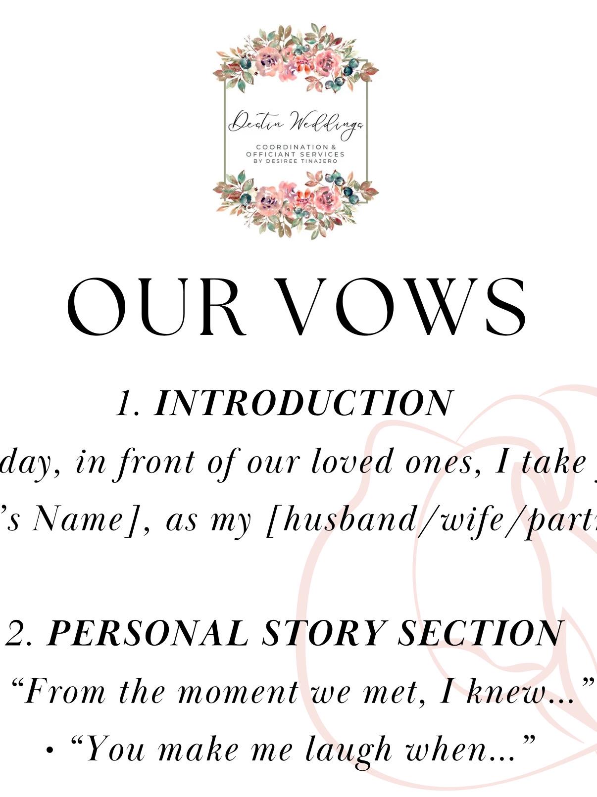 Personalized Wedding Vow Template: A Heartfelt Guide - Etsy