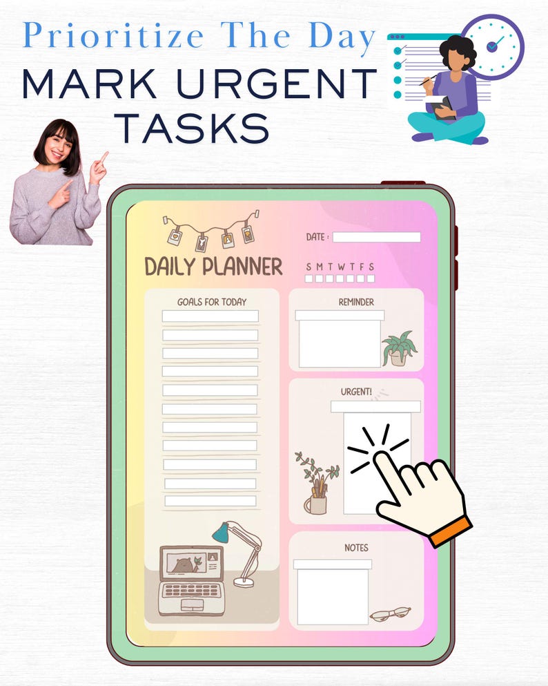 Daily Digital Planner | Editable & Printable PDF | To-do List, Task ...
