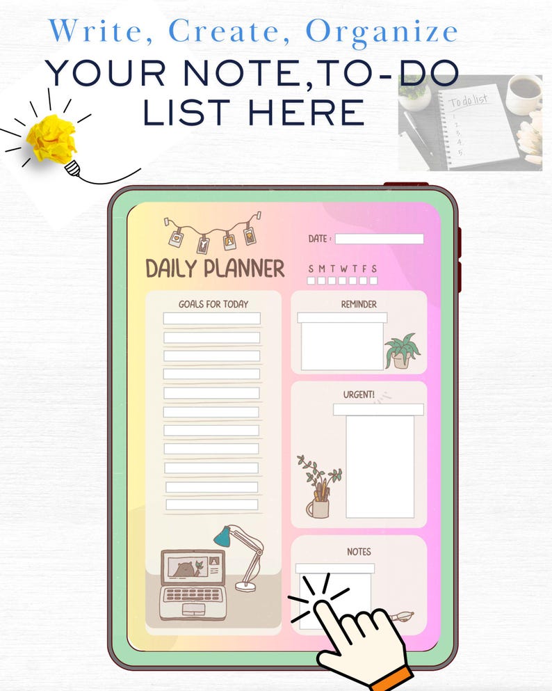 Daily Digital Planner | Editable & Printable PDF | To-do List, Task ...