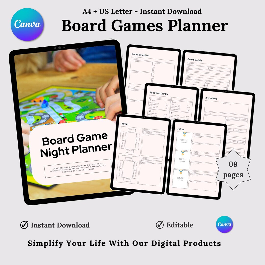 Board Game Night Planner Printable Party Organizer Host Planning ...