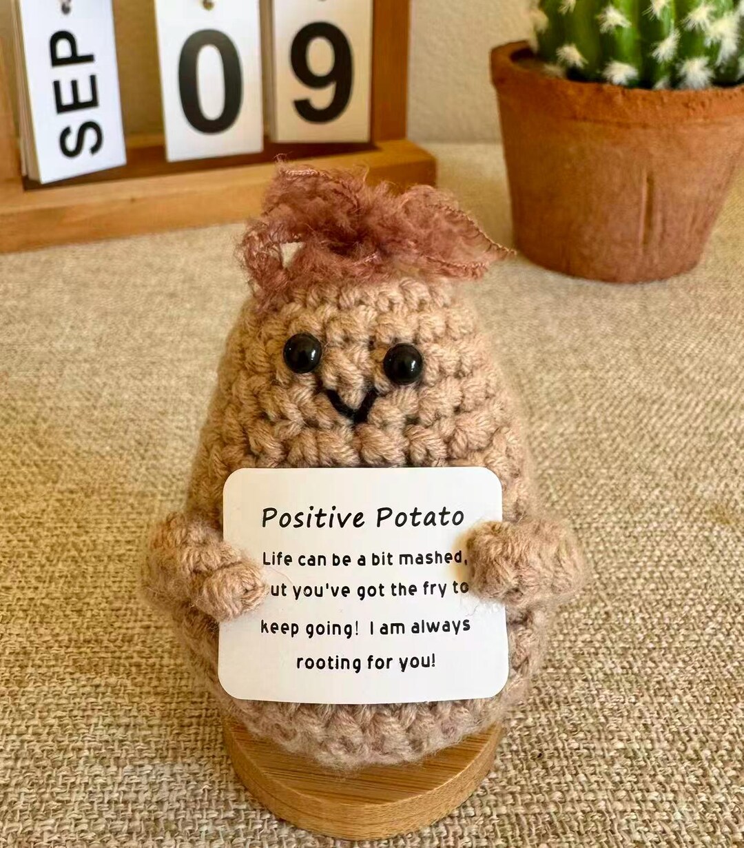 Handmade Crochet Emotional Support Potato & Fries: Positive Desk Decor ...