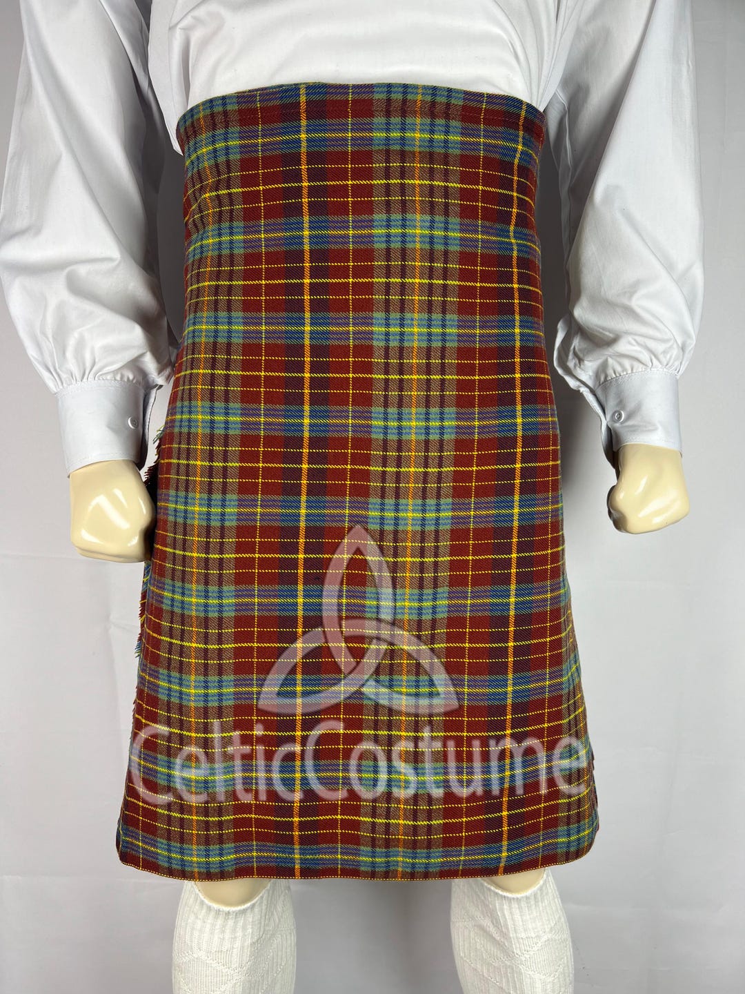 Handmade Rice Welsh Tartan Kilt: 16oz Acrylic Wool, Mens Highland Dress ...