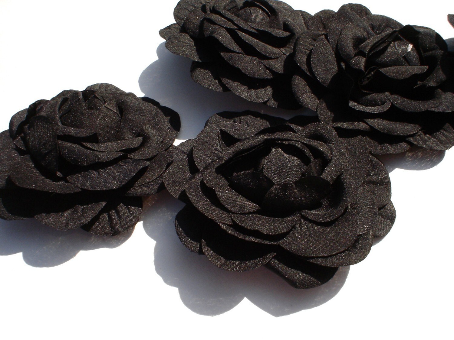Large Black Satin Flower Roses 6pc Multi Purpose - Etsy