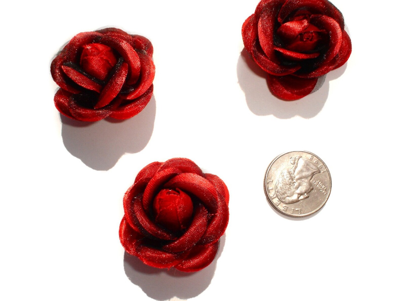 Red Satin Roses 6pc Multi Purpose Hairclotheshome Decor - Etsy