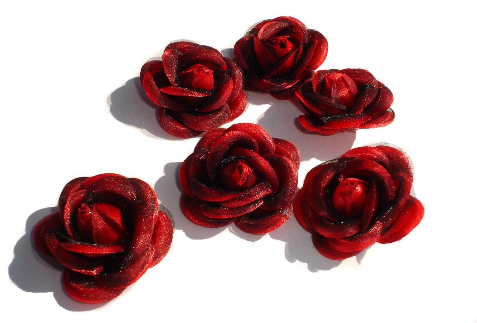 Red Satin Roses 6pc Multi Purpose Hairclotheshome Decor - Etsy