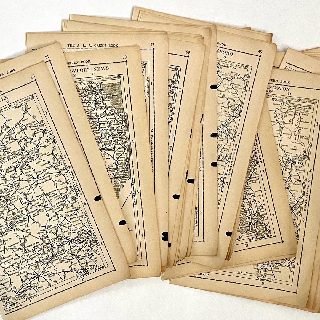 35 Vintage Maps; ALA Green Book Maps; Scrapbooking; Collage Art ...