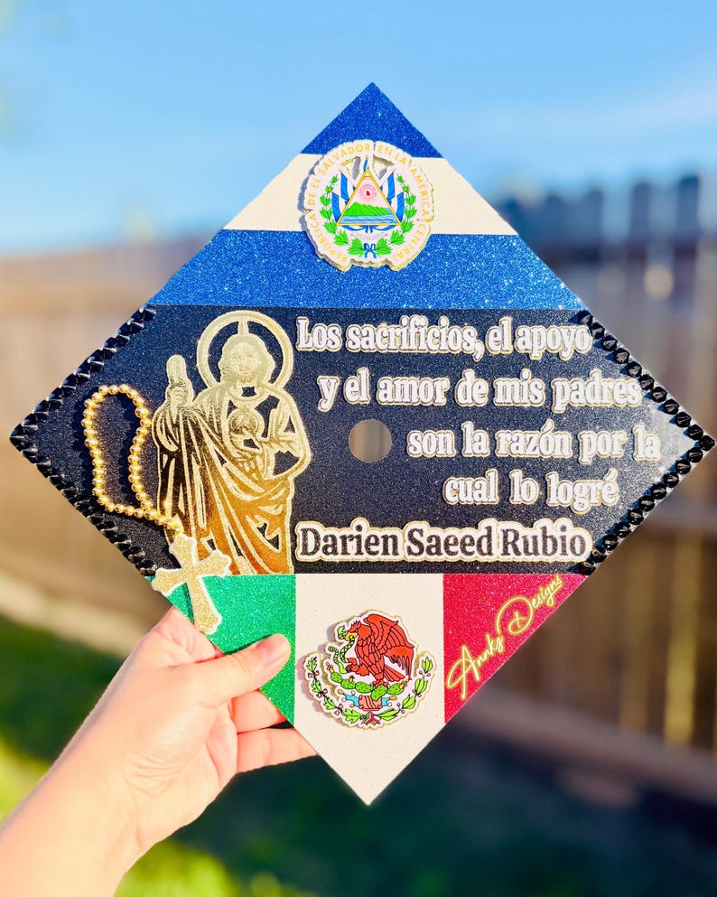 Mexican & Salvadoran Graduation Cap Topper | Custom Grad Cap 2026 ...