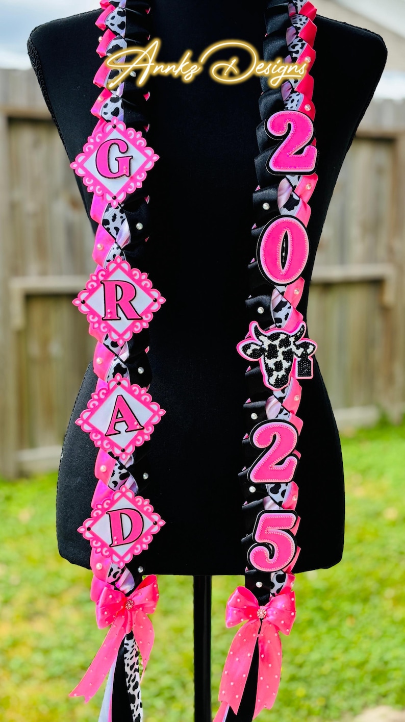 Cow Print Grad Lei, Rhinestone Ribbon Graduation Lei - Etsy