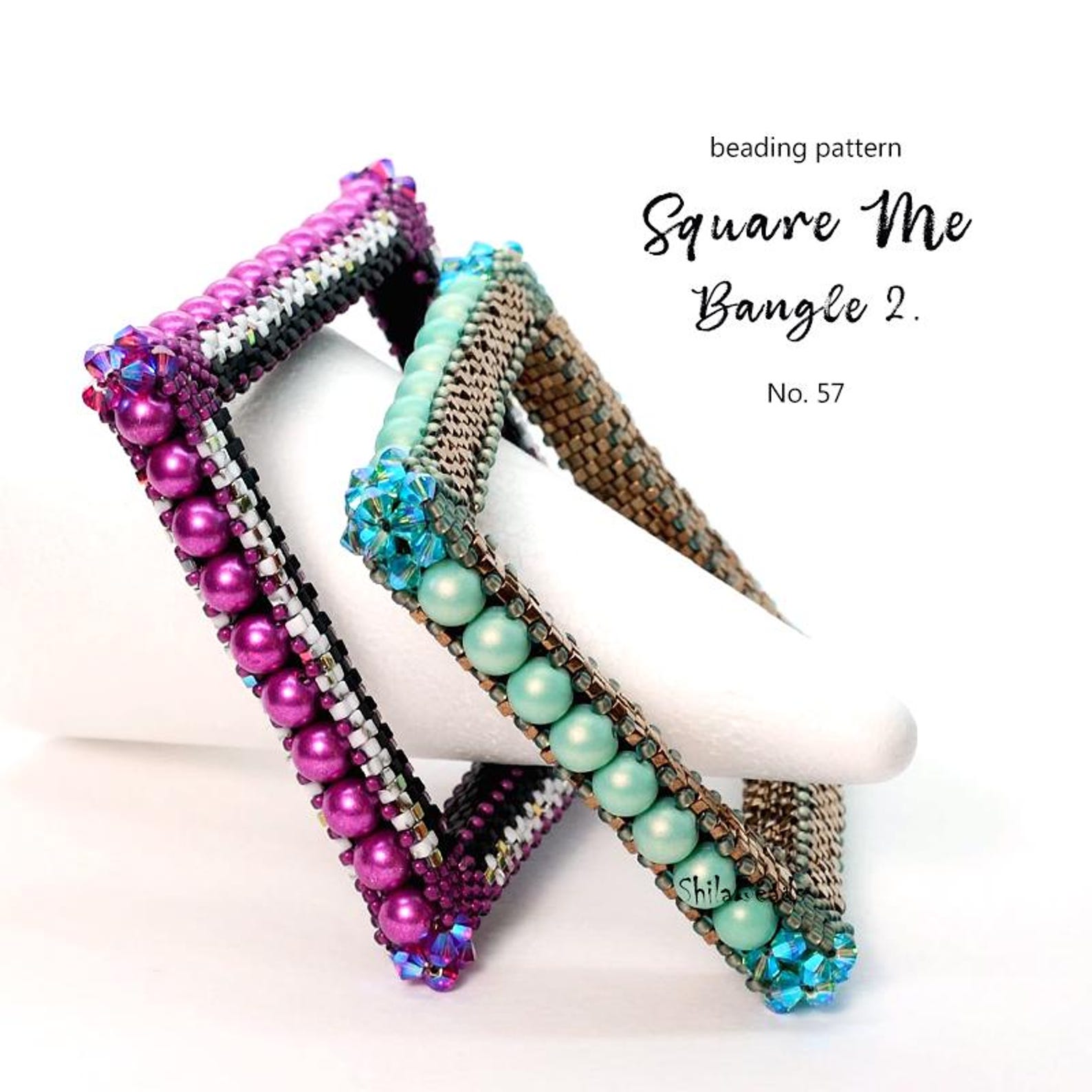 Peyote Stitch Square Bangle Bracelet Pattern • Geometric Beaded ...
