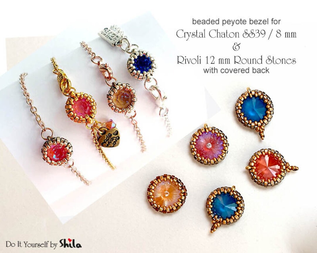 2 Beading Patterns Peyote Bezel for Crystal Chaton SS39 8 Mm and Rivoli ...