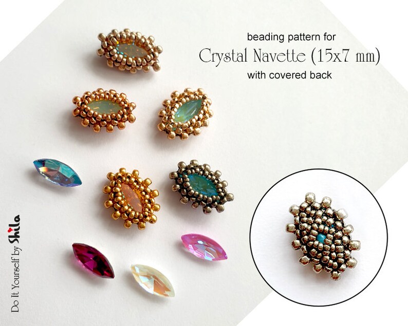 Beading Pattern RAW Bezel for Crystal Navette 15 X 7 Mm With Covered ...