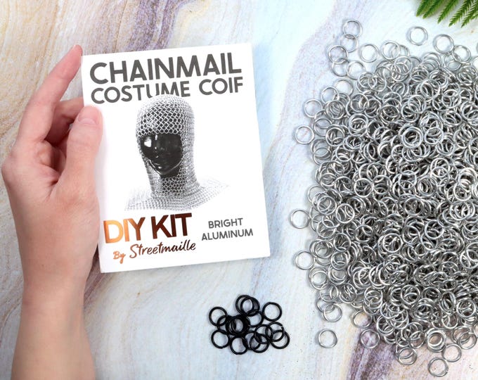 DIY Chainmail Coif Kit - Medieval Knight Hood Costume Armor Craft ...