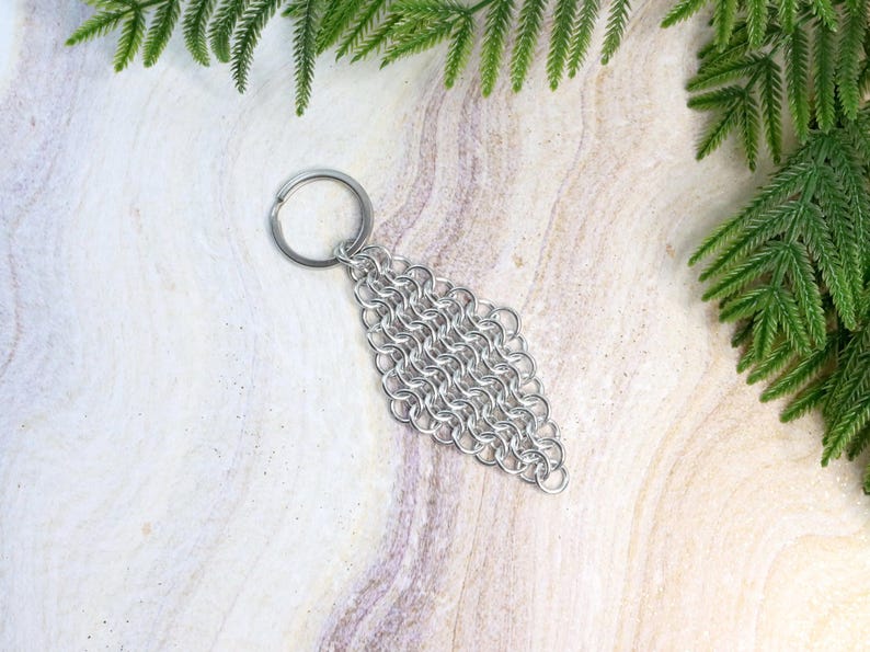 Chainmail Keychain - Pocket Sized Metal Fidget Toy Handmade in Silver ...