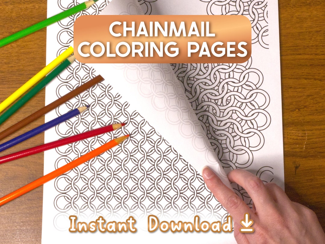 Chainmail Coloring Pages | 7 Printable Designs of Woven Sheets of Chain ...