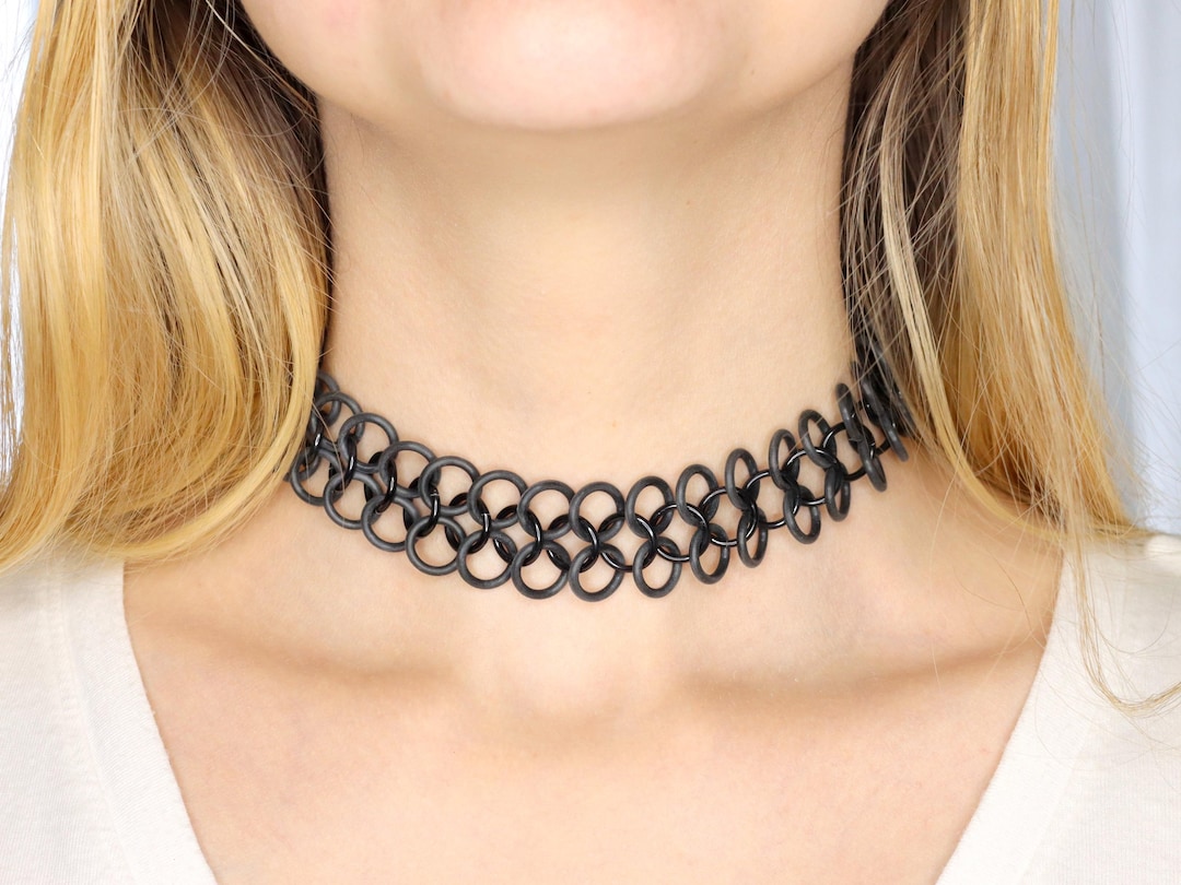 Oversized Tattoo Choker - Stretchy Chainmail Necklace Handmade in Your ...