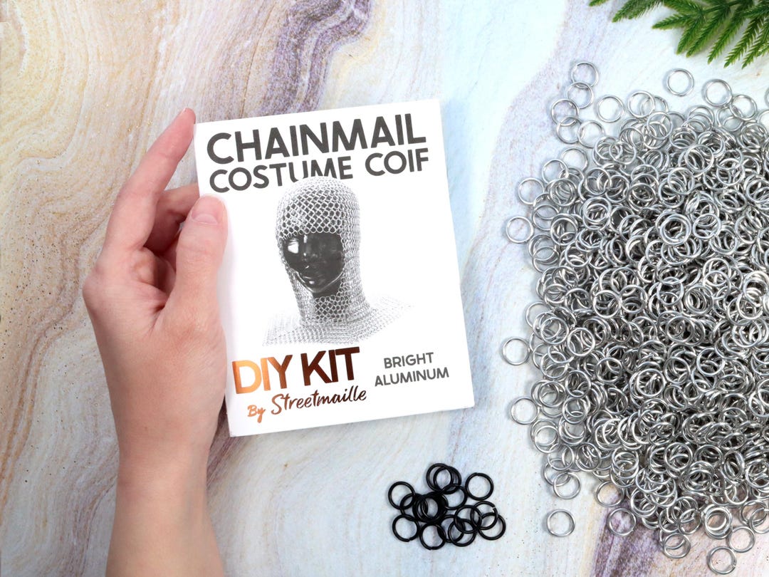 DIY Chainmail Coif Kit - Medieval Knight Hood Costume Armor Craft ...
