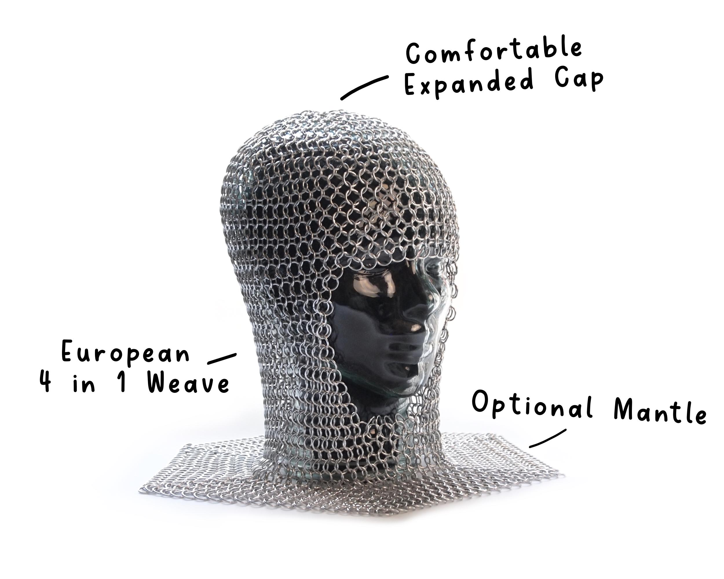 DIY Chainmail Coif Kit - Medieval Knight Hood Costume Armor Craft ...
