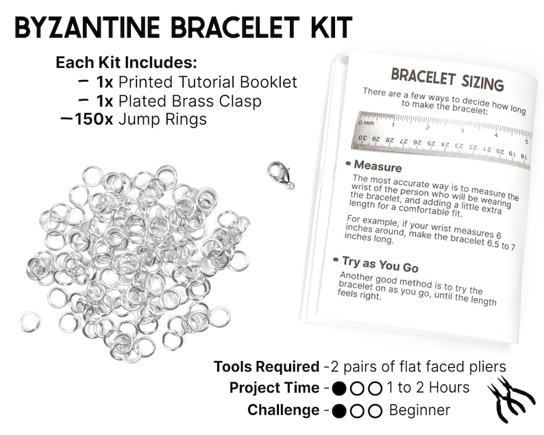 DIY Byzantine Chain Bracelet Kit - Beginner Chainmail Jewelry Making ...