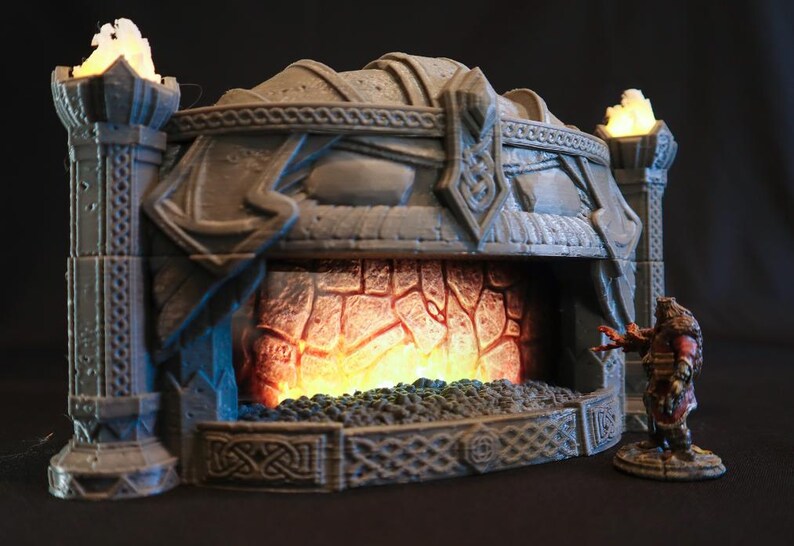 Dwarven Forge - 3D Printed Terrain - LED Fireplace Miniature - Fantasy RPG Tabletop - Scenery ...