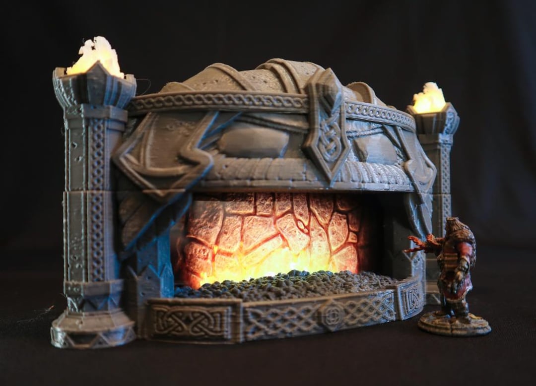 Dwarven Forge - 3D Printed Terrain - LED Fireplace Miniature - Fantasy ...