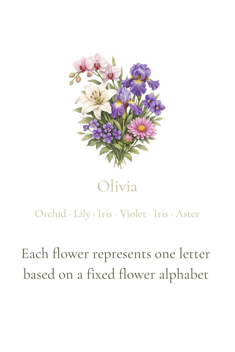Personalized Flower Alphabet Poster – Custom Name Botanical Wall Art ...