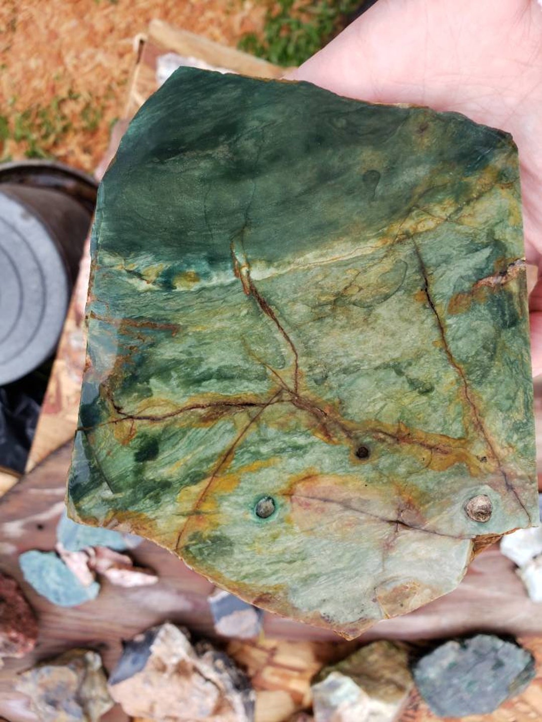 Gary Green Larsonite Freedom Jasper Caldera Bog Faced Rough Rock Slab ...