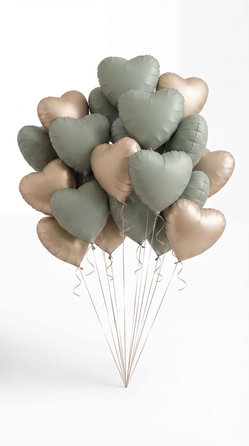 Heart Foil Balloons Set 10 Heart Balloons Bundle Valentine’s Day Decor ...