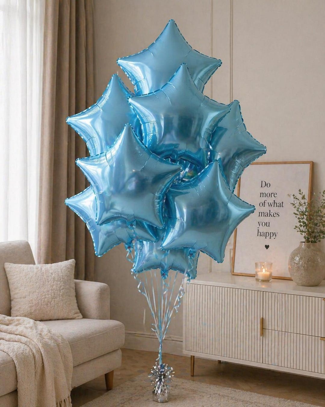 Set of 10 Light Blue Star Foil Balloons | 18 Inch Blue Star Balloons ...