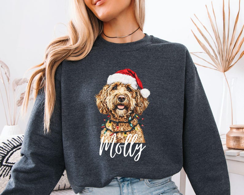 Personalized Christmas Goldendoodle Dog Sweatshirt With Dog Name ...
