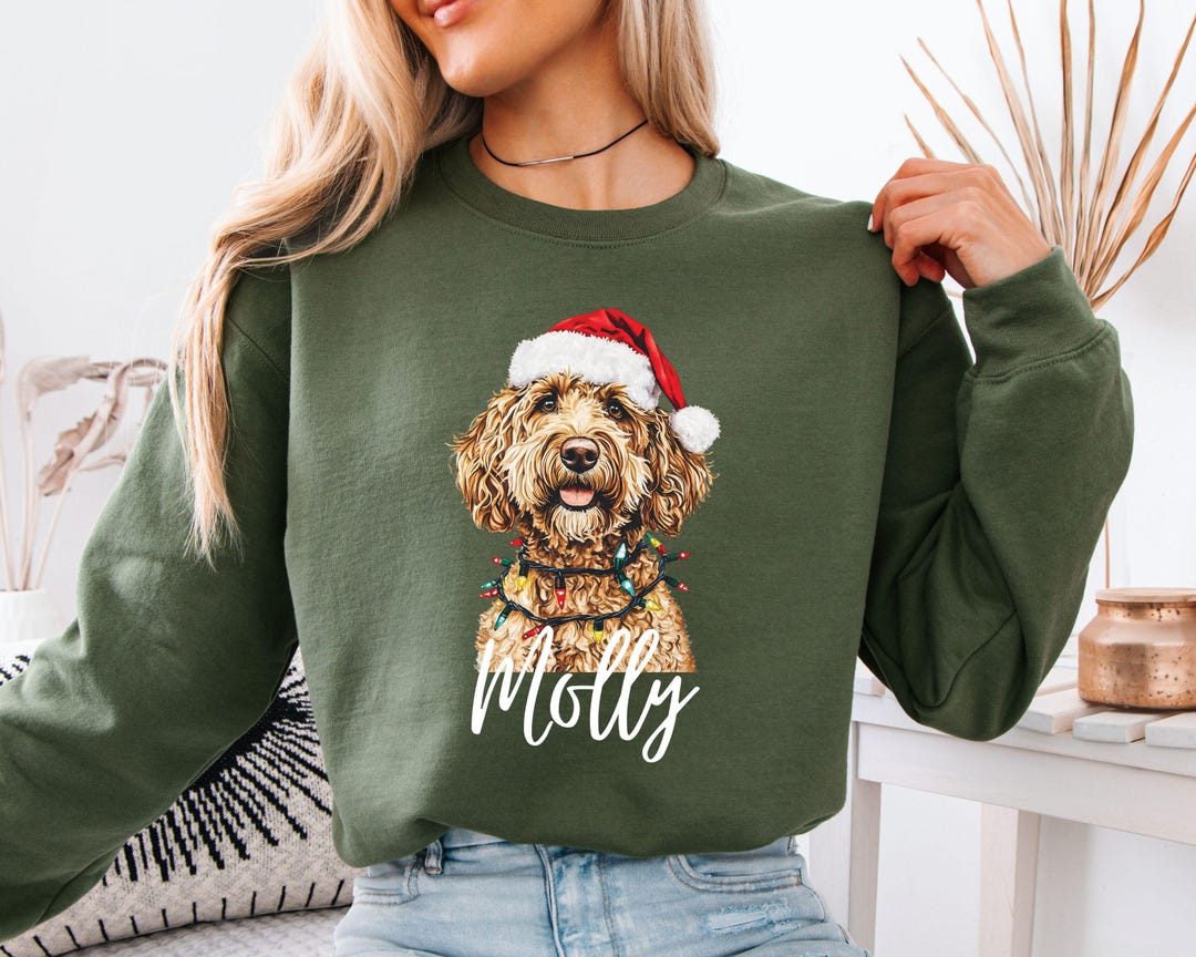 Custom Christmas Goldendoodle Dog Sweatshirt With Dog Name ...