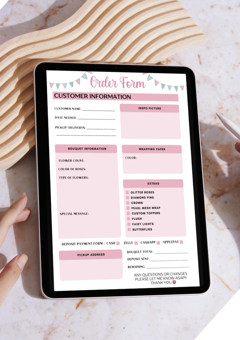 Editable Flower Order Form/bouquet Order Confirmation for Florists - Etsy