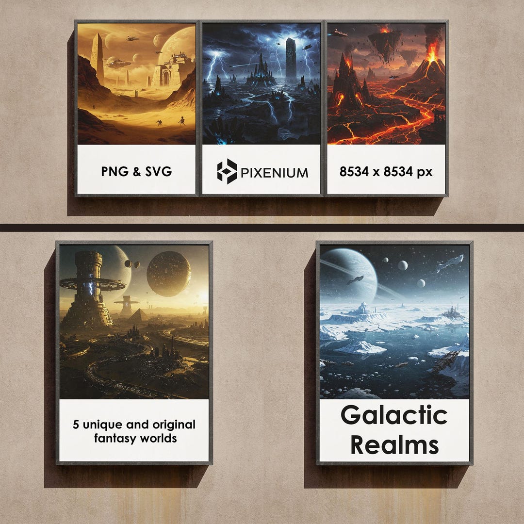 Vector Imaginary Planets – 5 Sci-fi Worlds for Posters and Digital Art ...