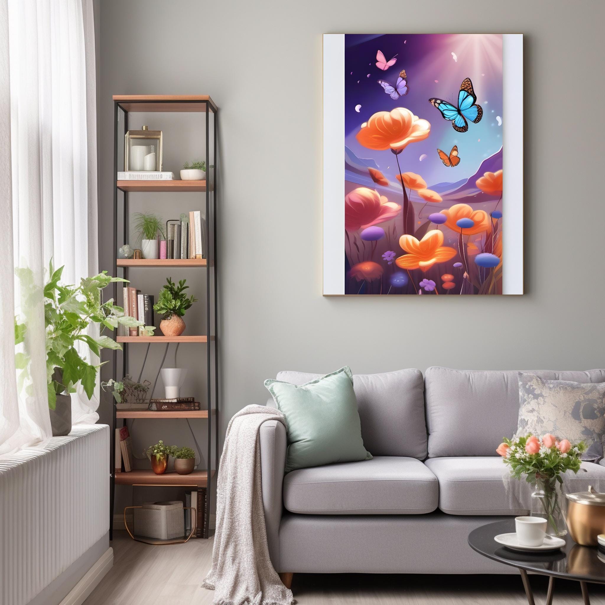 Trippy Meadows – Psychedelic Butterfly & Flower Digital Art Print ...