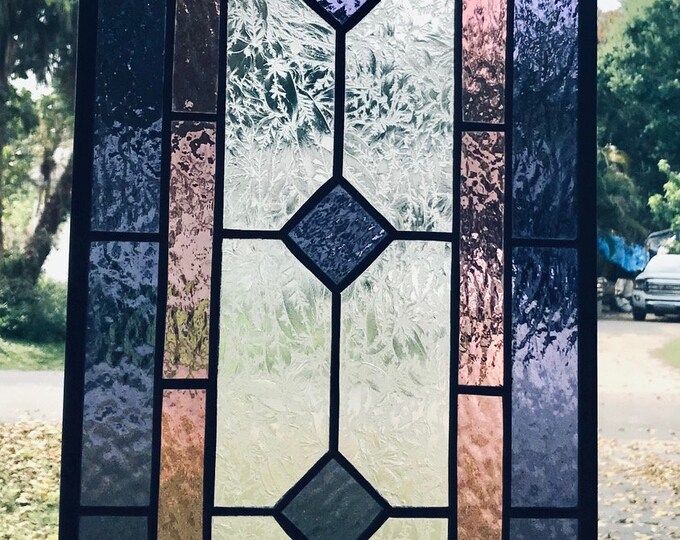 CLASSIC STYLE 23 X 10 Real Stained Glass Window Panel Hangs Two Ways - Etsy
