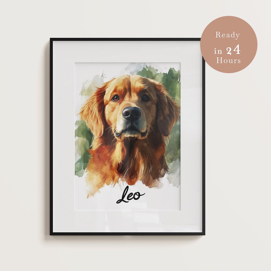 Custom Pet Portraits With Animals Personalized Digital Dog Portraits ...