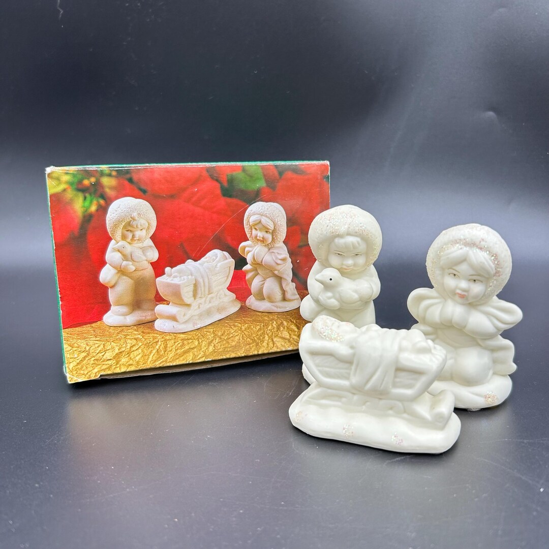 Ceramic Arctic Nativity Set Inuit Eskimo Style Christmas Figures Baby ...