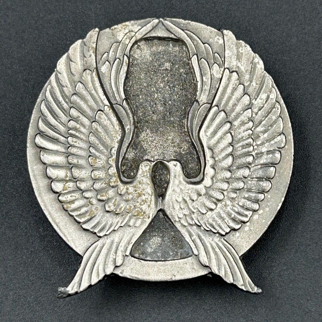 1975 Lewis Buckles Co Angel Wings Belt Buckle Pewter Tone Cast Metal ...