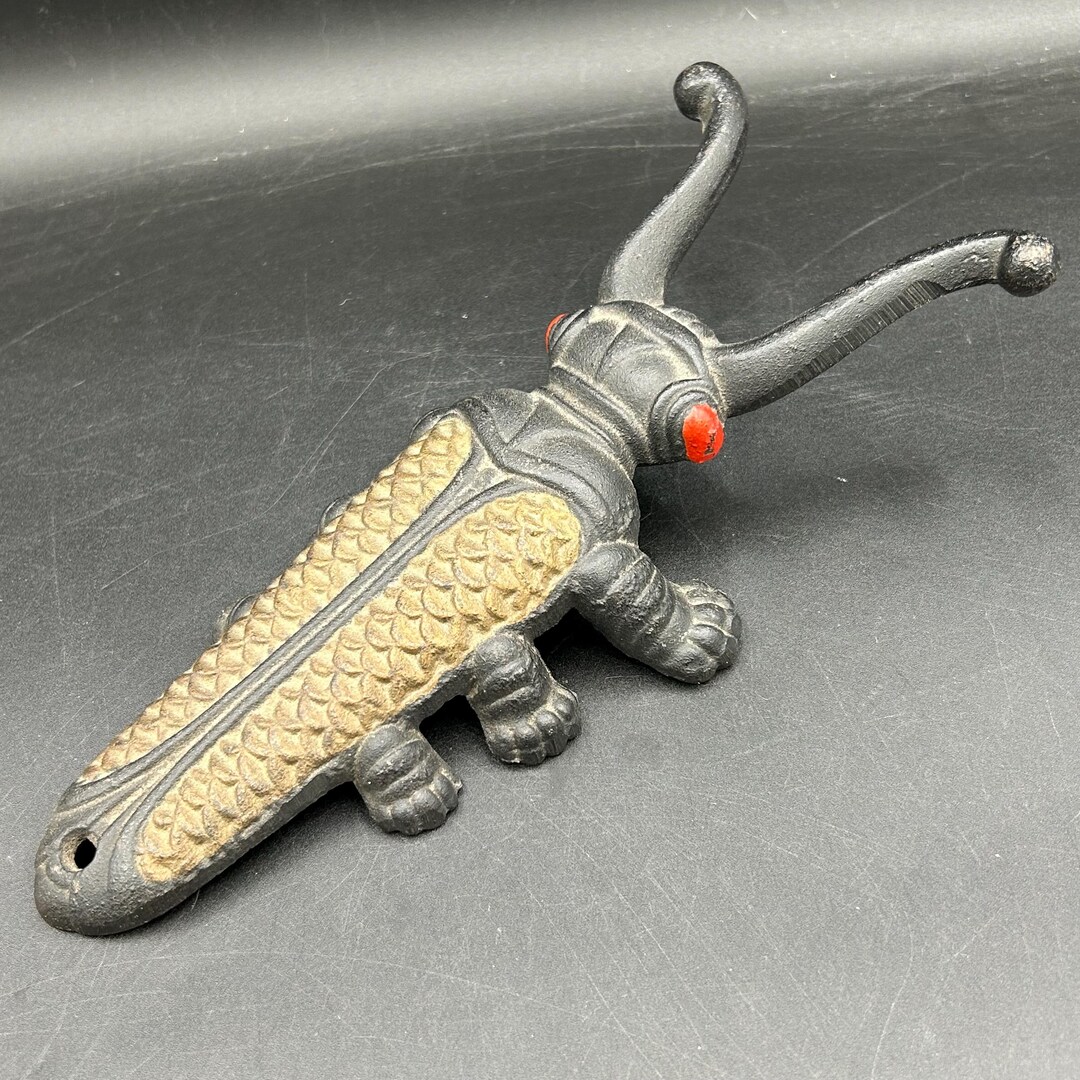 Vintage Cast Iron Beetle Boot Jack Rustic Black Gold Stag Bug Insect ...