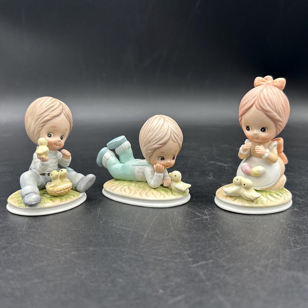 Vintage Lefton China Figurines 03221 Set of 3 Kids With Chicks Hand ...