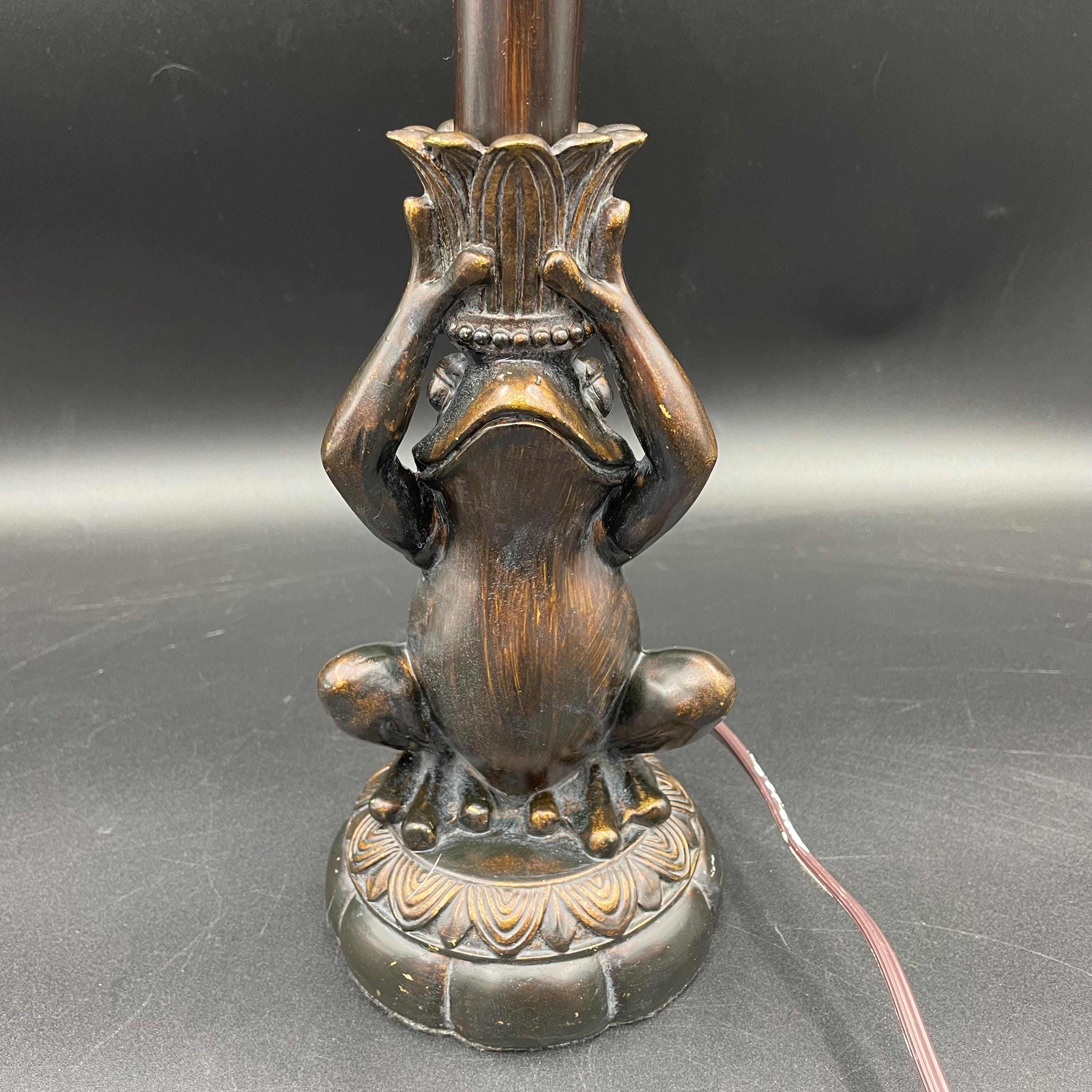 Vintage Frog Lamp 13” Tall | Resin Base With Lotus Design | Whimsical ...